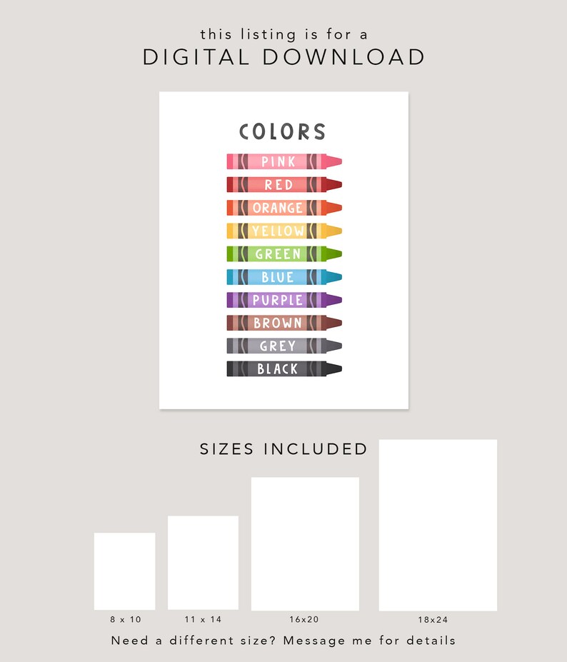 Colors Print Educational Print Printable Wall Art Colors | Etsy