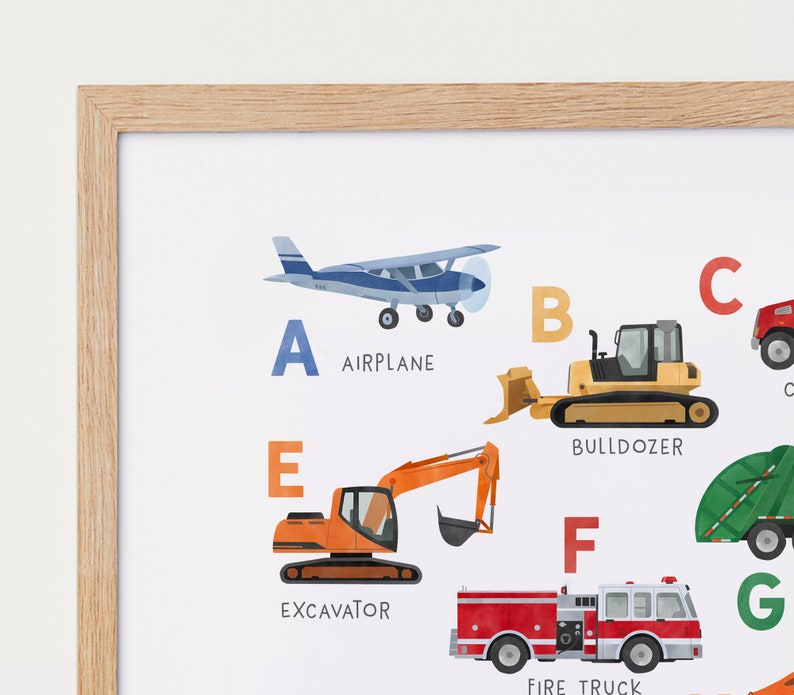Transportation Poster Set, Vehicle ABC, Vehicle Art, Transportation ABC ...