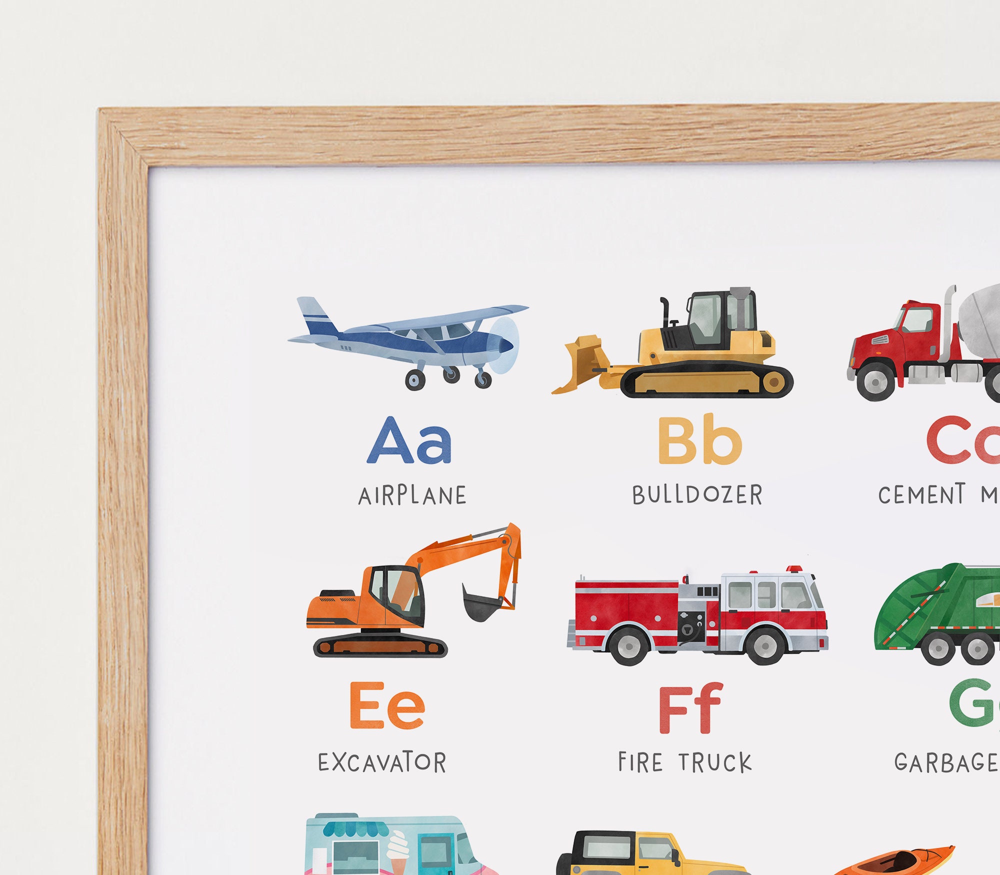 Vehicle Alphabet, Transportation Poster, Vehicle ABC Print, Nursery ...