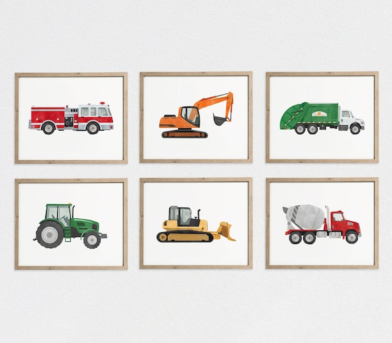 Set of 6 Vehicle Prints Vehicle Wall Art Construction - Etsy