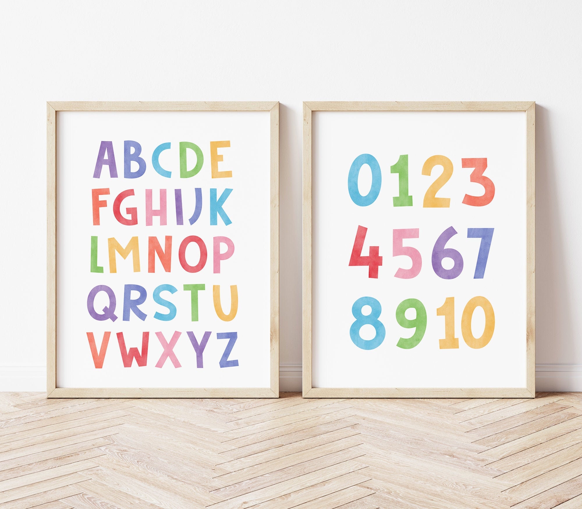 Rainbow Alphabet Numbers Poster Nursery Alphabet Print ABC | Etsy