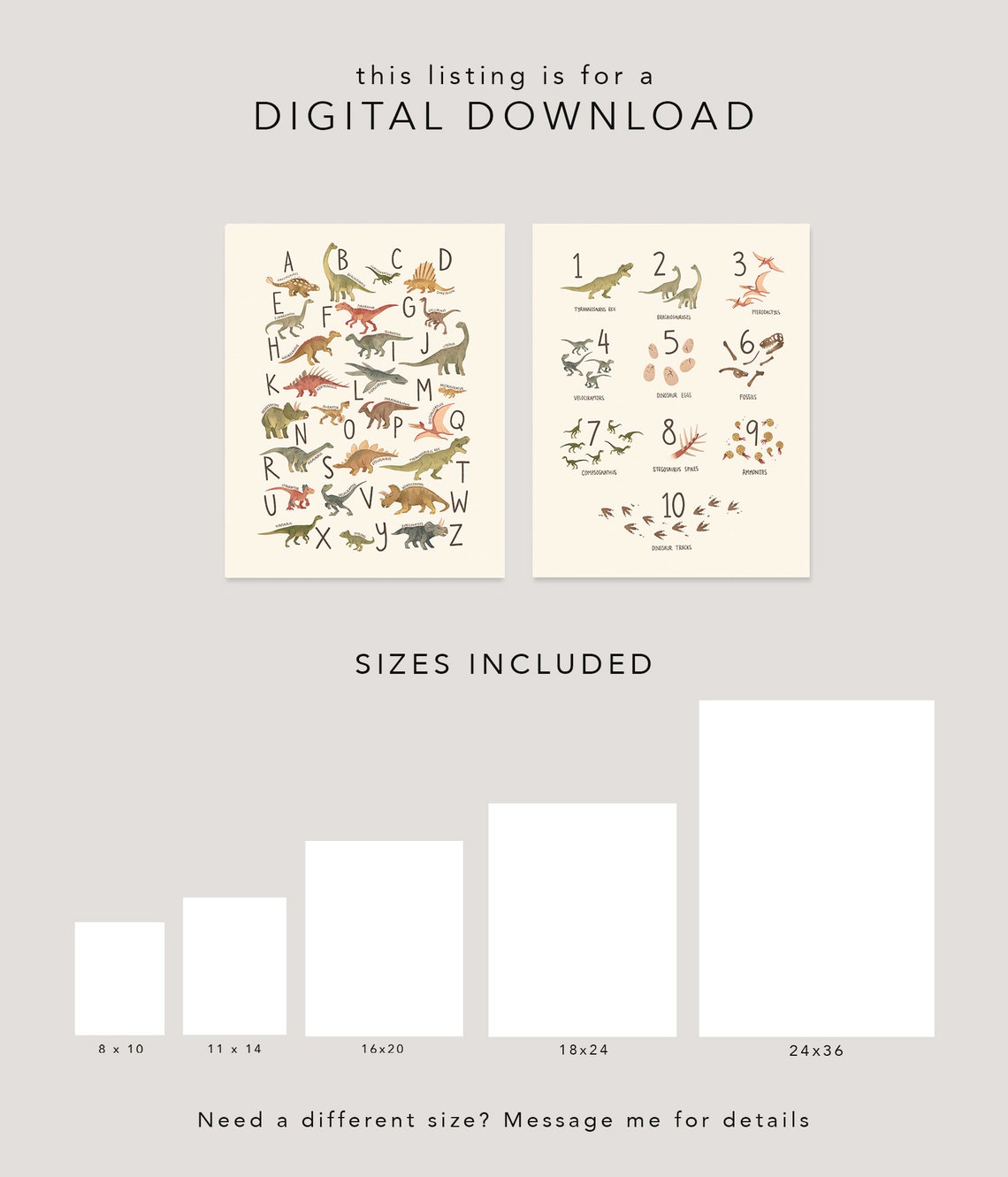 Dinosaur Alphabet Print, ABC Printable, Alphabet Print, Dinosaur ...