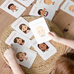 Feelings Flashcards, Emotions and Calming Techniques Chart, Montessori ...