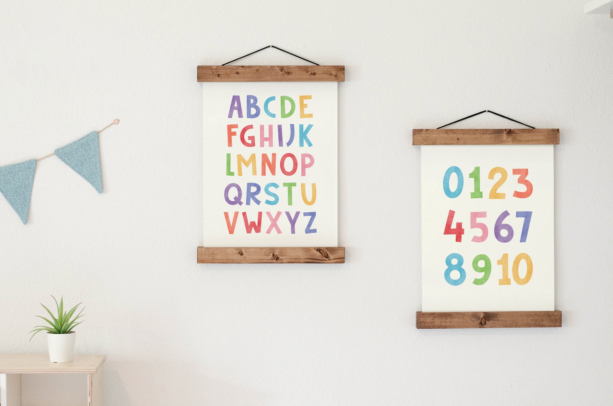 Rainbow Alphabet Numbers Poster, Nursery Alphabet Print, ABC 123 Poster ...