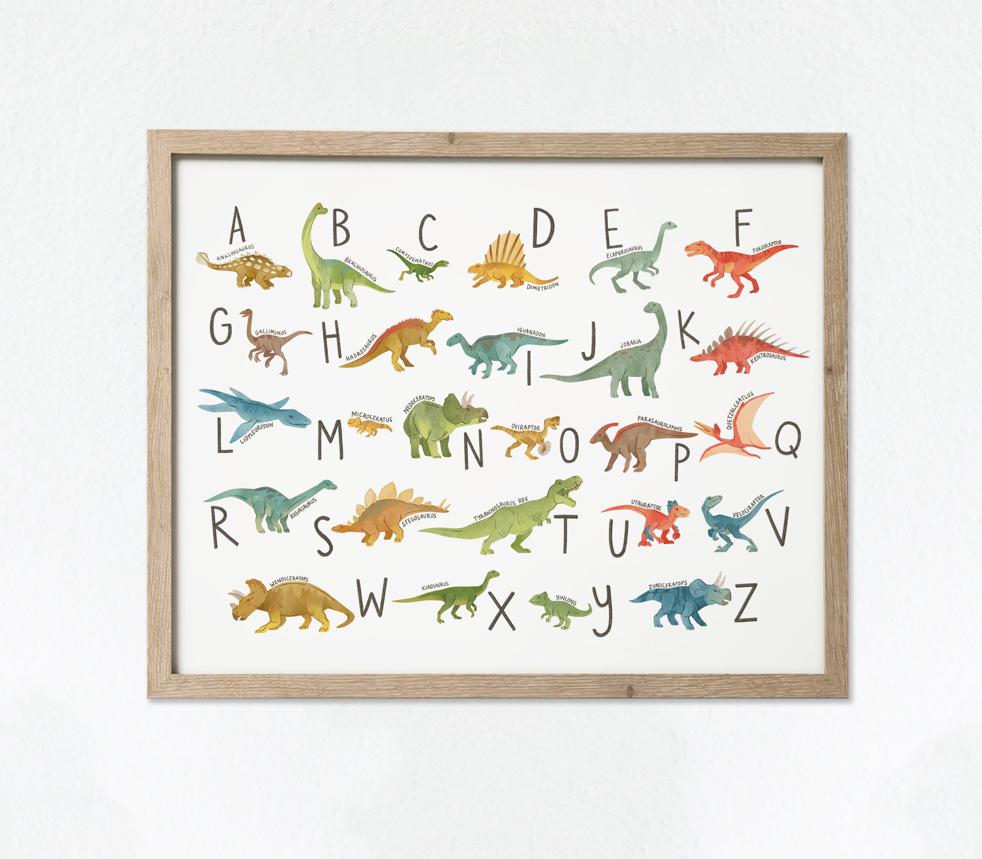 Digital Prints ABC Wall Art Dinosaur Alphabet Printable Alphabet Poster ...