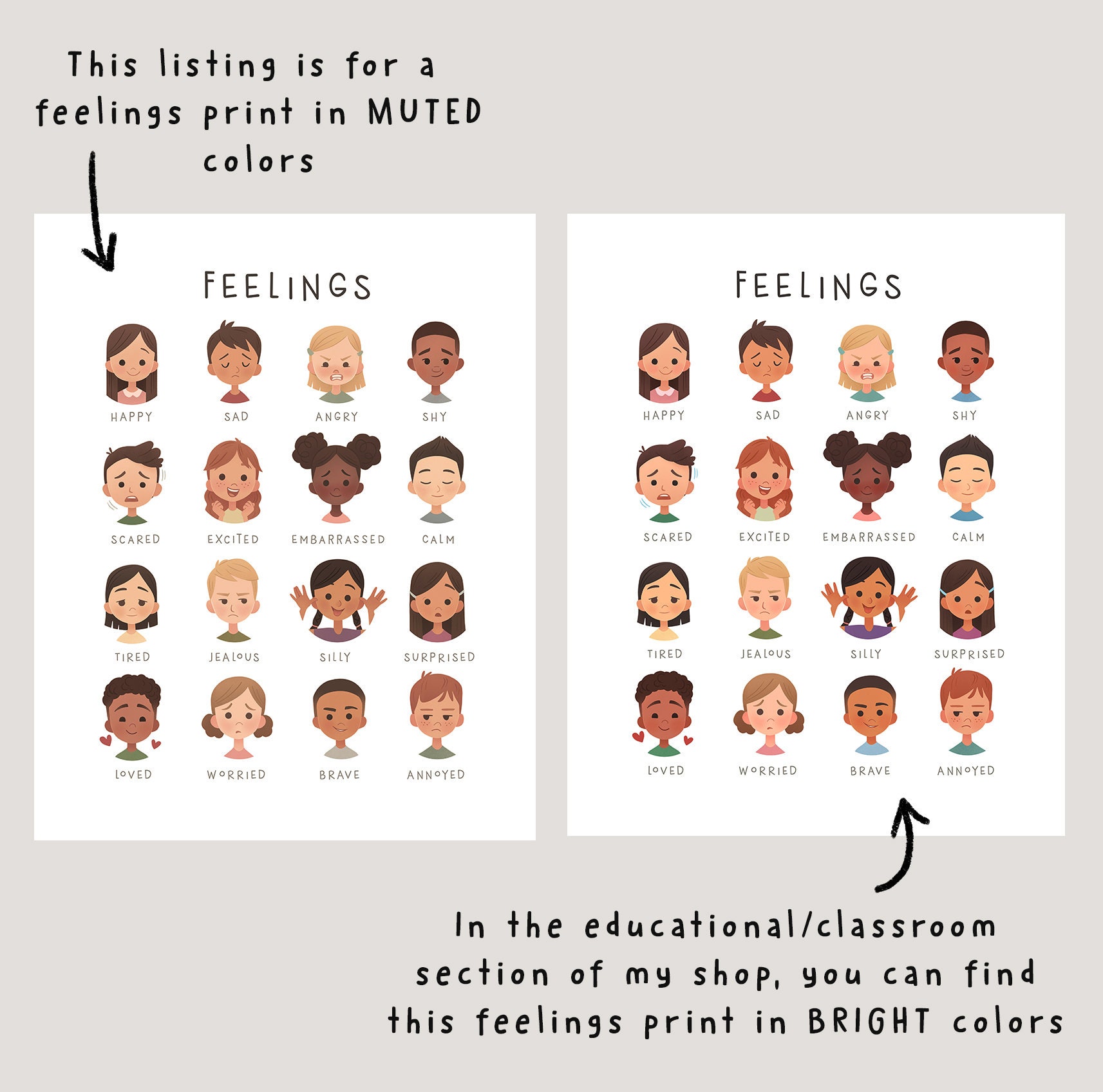 Feelings Poster, Emotions Chart, Classroom Decor, Montessori Homeschool ...