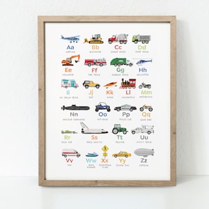 Transportation Poster Set, Vehicle ABC, Vehicle Art, Transportation ABC ...