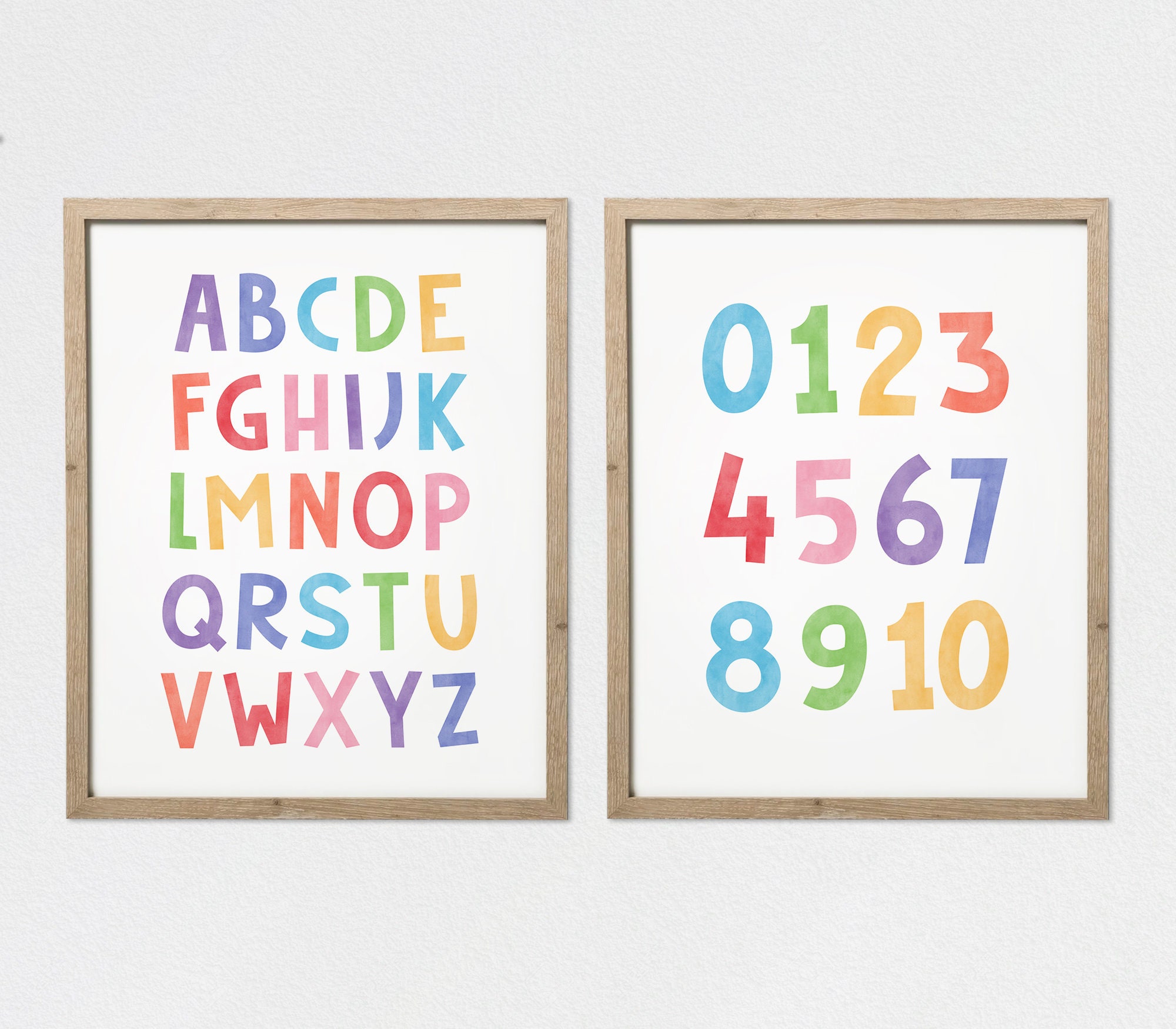 Rainbow Alphabet Numbers Poster Nursery Alphabet Print ABC | Etsy