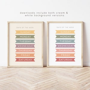 Days of the Week Print, Educational Print, Printable Wall Art, Days of ...