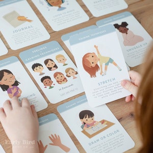 Feelings Flashcards, Emotions and Calming Techniques Chart, Montessori ...