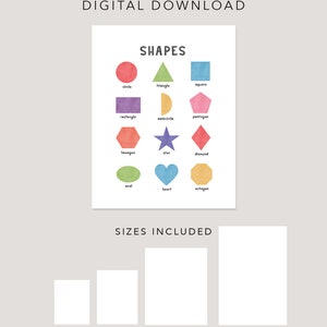 Shapes Print Educational Print Printable Wall Art Shapes | Etsy