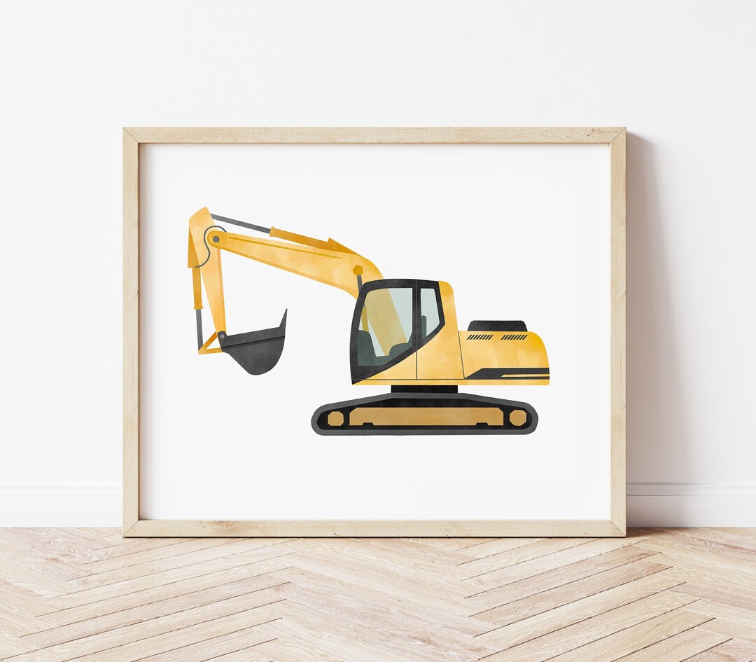 Excavator Print, Digger Print, Construction Print, Playroom Decor ...