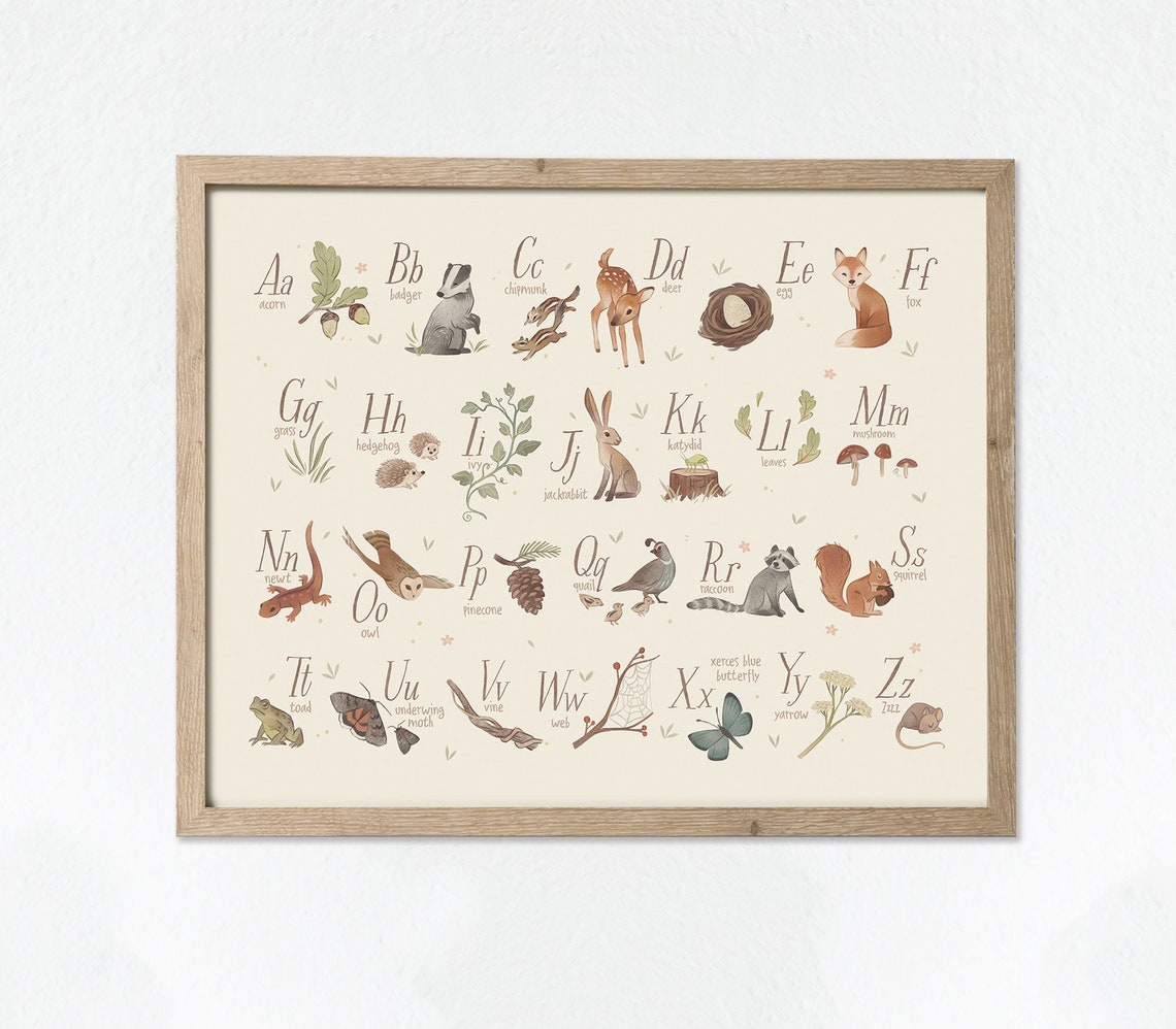 Horizontal Woodland Alphabet Poster Landscape Woodland - Etsy