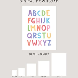 Rainbow Alphabet Poster, Nursery Alphabet Print, ABC Poster, Nursery ...