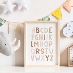 Neutral Alphabet Poster, Nursery Alphabet Print, Let's Play Let's Read ...