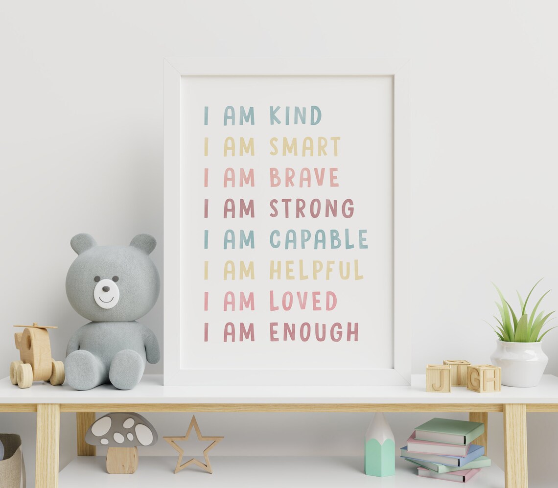 Affirmations Poster Kids Affirmations I Am Kind I Am Smart | Etsy