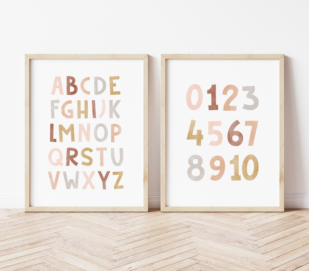Alphabet Numbers Poster, Nursery Alphabet Print, ABC 123 Poster ...