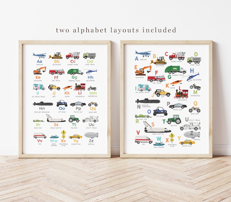 Vehicle Name Print, Transportation Poster, Vehicle Initial Print ...