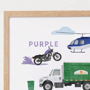 Vehicle Colors, Vehicle Art, Nursery Decor, Playroom Wall Decor, Colors ...