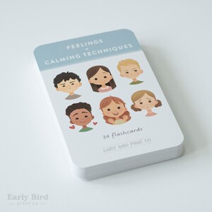 Feelings Flashcards, Emotions and Calming Techniques Chart, Montessori ...