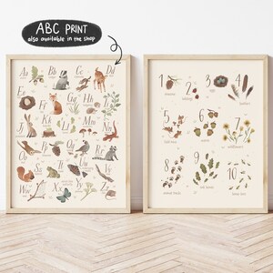 Woodland 123 Poster, Woodland Numbers Print, Woodland Nursery ...