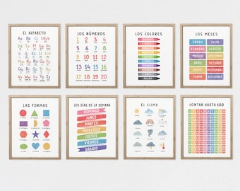 Educational Prints Set of 8 Preschool Posters Classroom - Etsy