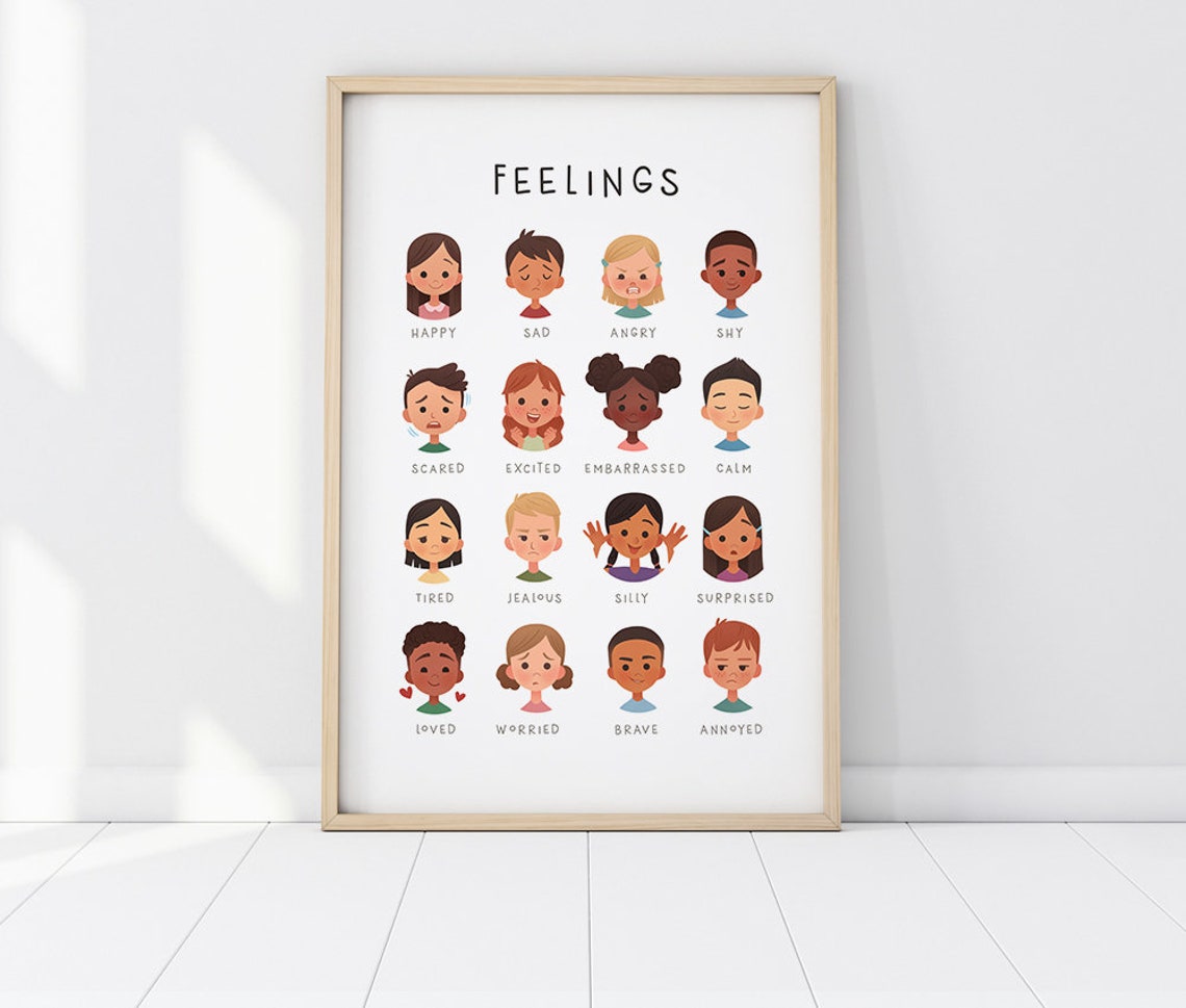 Feelings Poster Emotions Chart Classroom Decor Montessori | Etsy