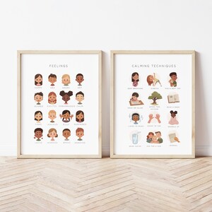 Educational Prints, Feelings Poster, Calming Techniques, Set of 8 ...