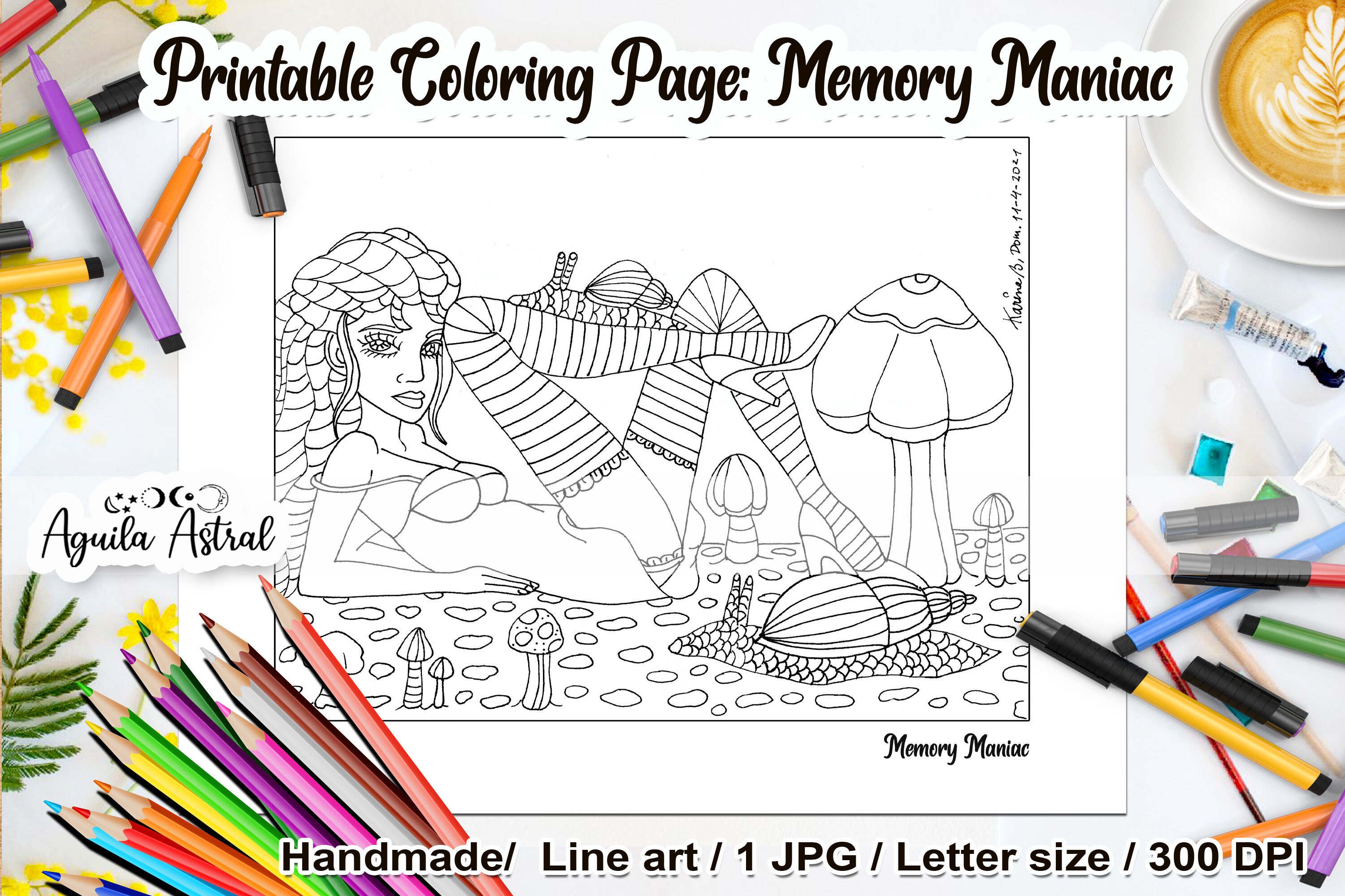 Memory Maniac Printable Coloring Page - Etsy