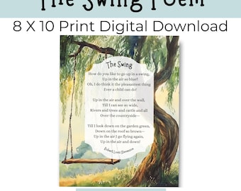 The Swing Poem Print by Robert Louis Stevenson | Digital Download ...