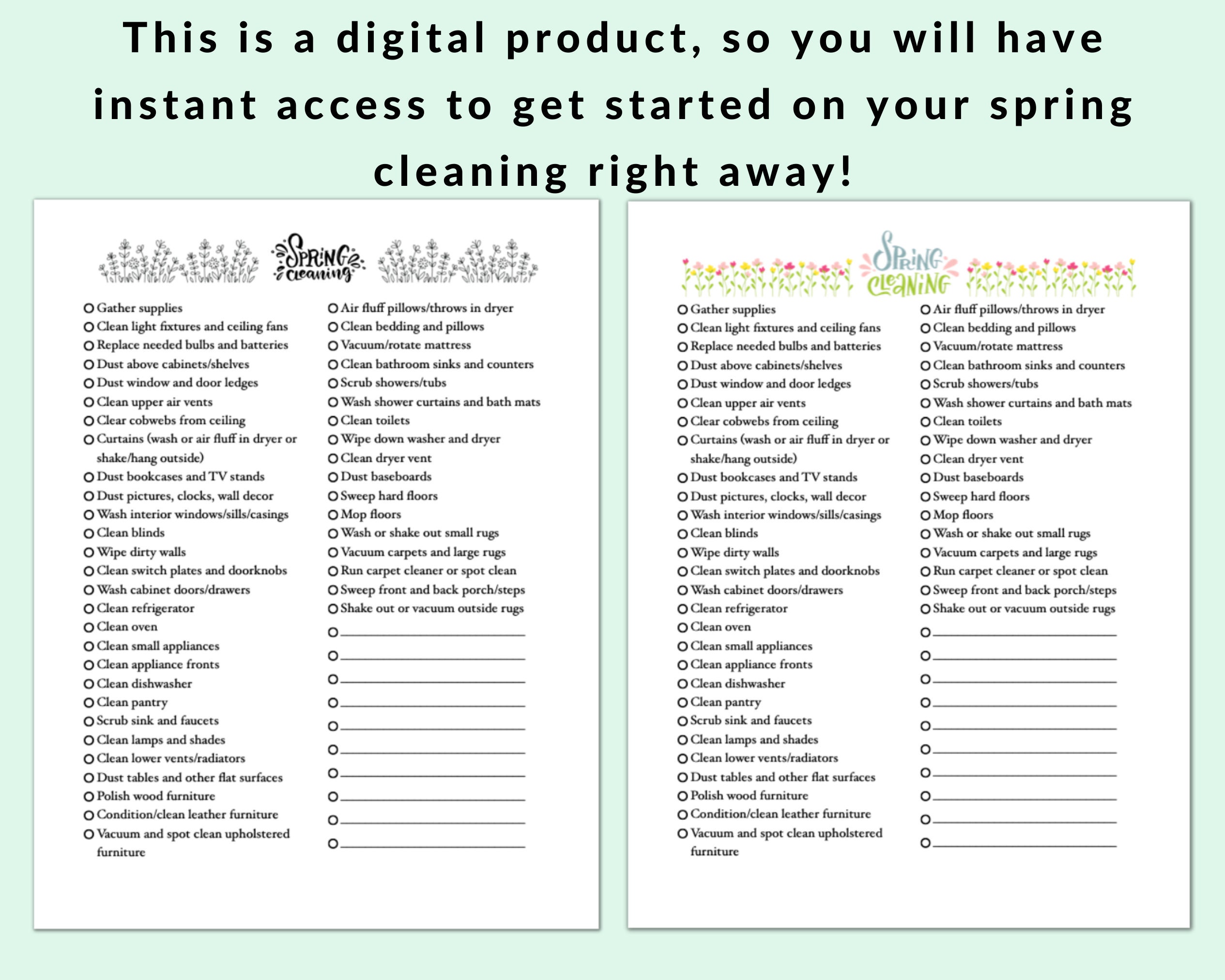 Printable Spring Cleaning Checklist Planner Plan to Clean in Color or ...