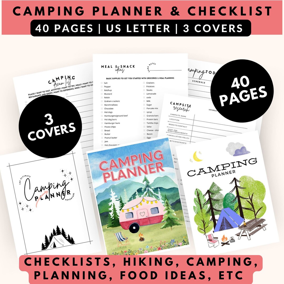 Printable Camping Planner Bundle Checklist Packing List FREE UPDATES 29 ...