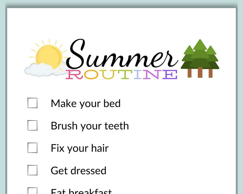 Editable Summer Routine Printable | Canva Template | Kids Chores ...