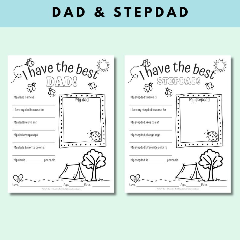 Father's Day Printable Questionnaire for Preschoolers – Instant ...