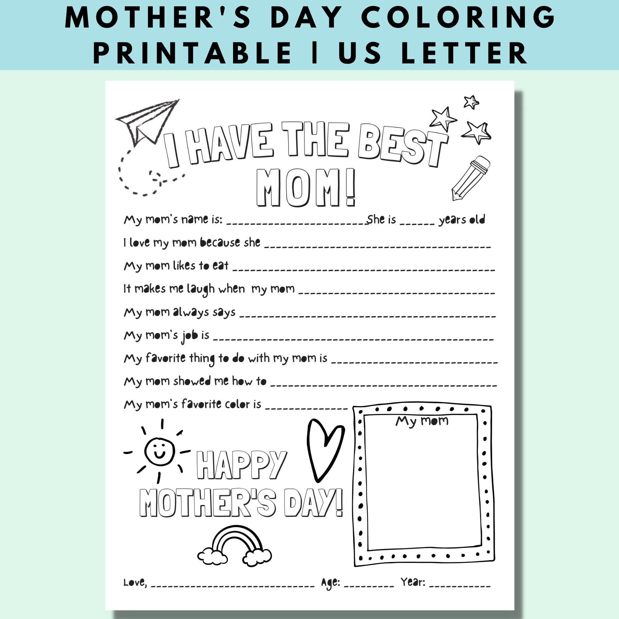 Mother's Day Gift Coloring Printable Keepsake | All About Mom Interview ...