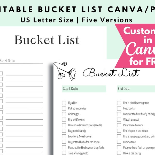 Summer Bucket List Editable Canva - Etsy