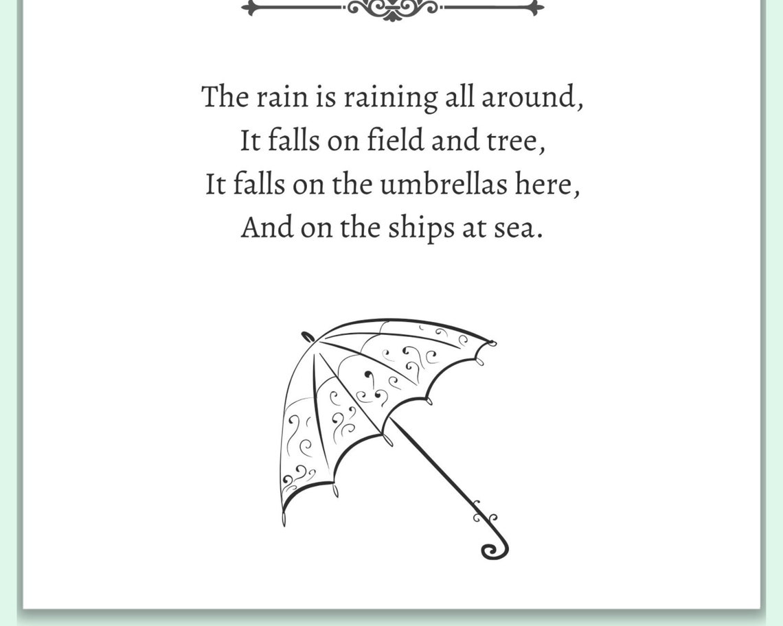 The Rain Poem Print by Robert Louis Stevenson | Digital Download ...