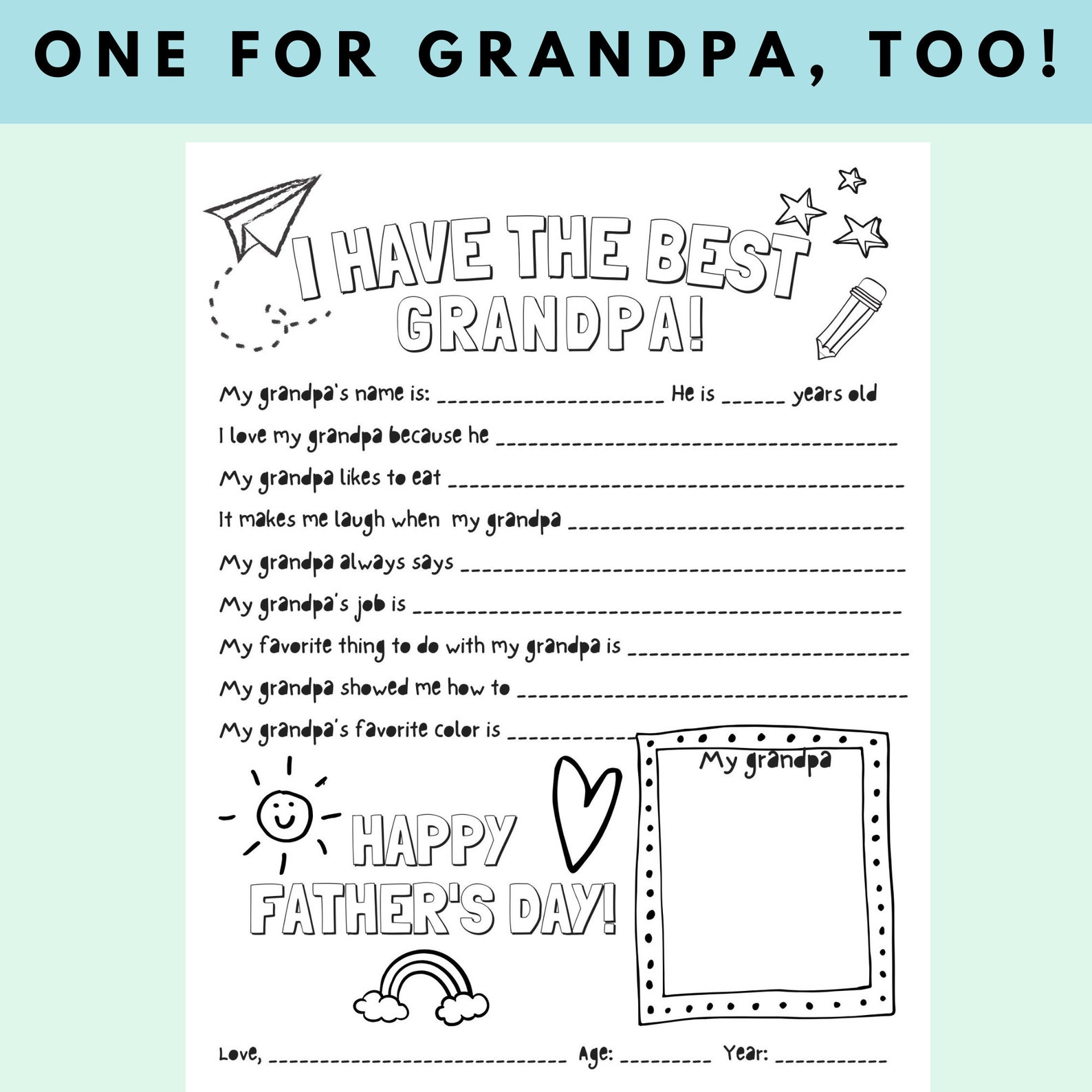Father's Day Gift Coloring Printable Keepsake | All About Dad Interview ...