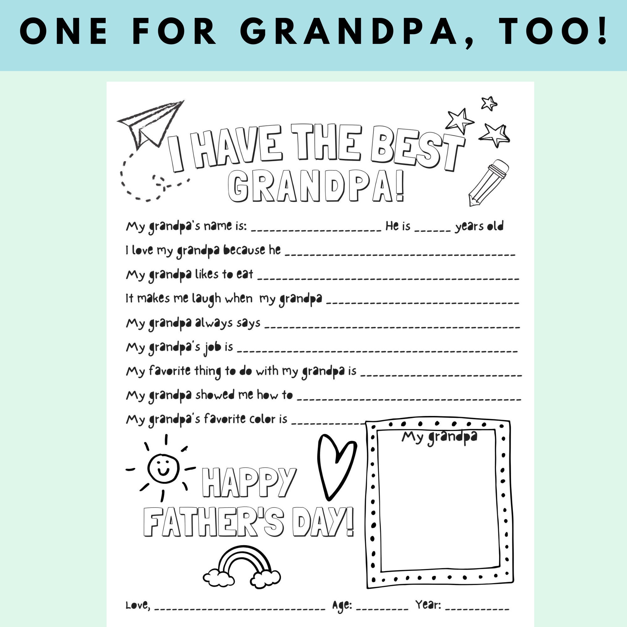 Father's Day Gift Coloring Printable Keepsake | All About Dad Interview ...