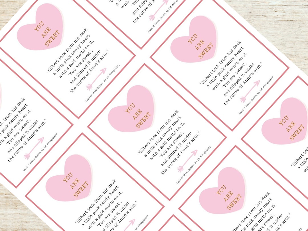 Printable Valentines Day Cards Gilbert Blythe to Anne Shirley Heart Art ...