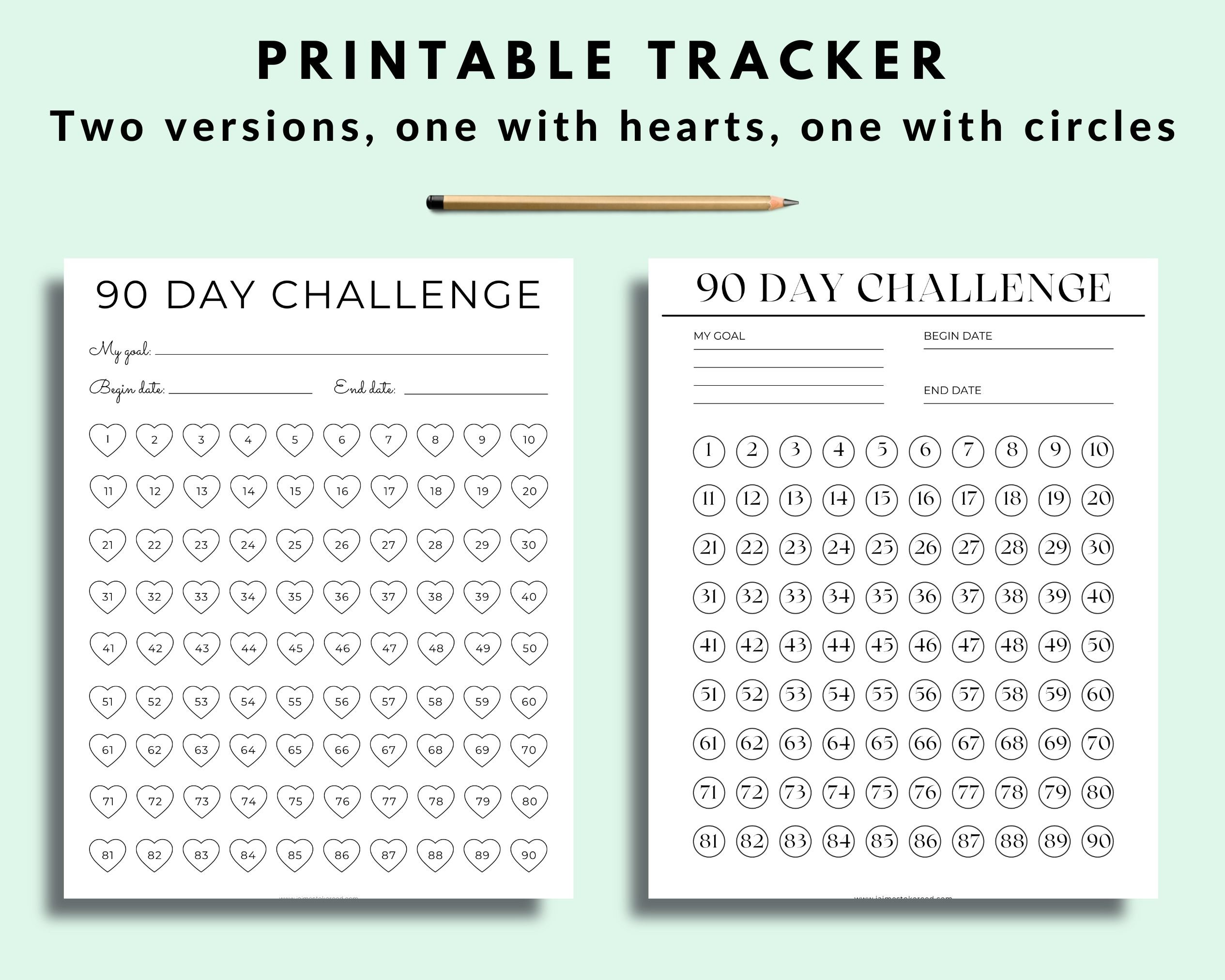 Printable 90 Day Challenge Habit Tracker | PDF | Quarterly Goal ...