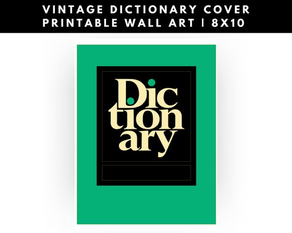 Vintage Dictionary Cover Print Printable School Dictionary - Etsy