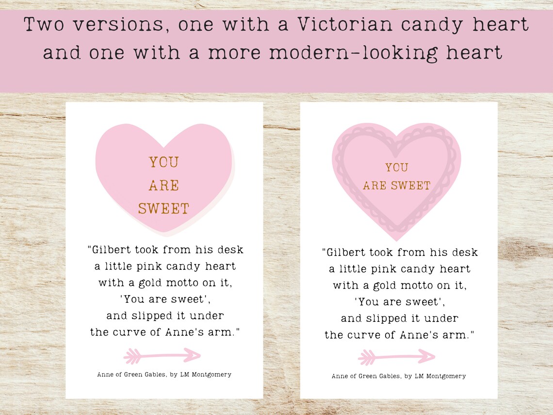 Printable Valentines Day Cards Gilbert Blythe to Anne Shirley Heart Art ...