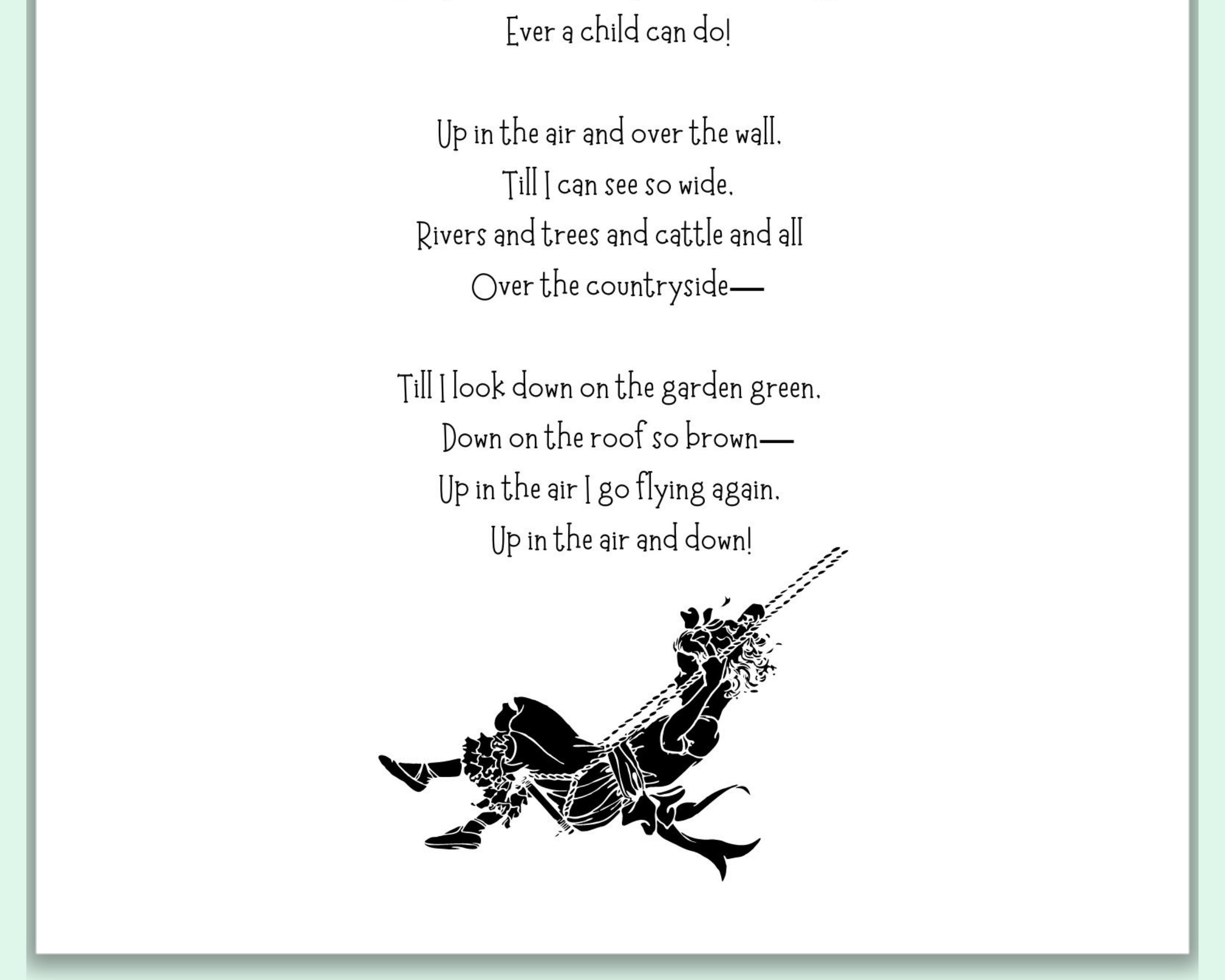 The Swing Poem Print by Robert Louis Stevenson | Digital Download ...