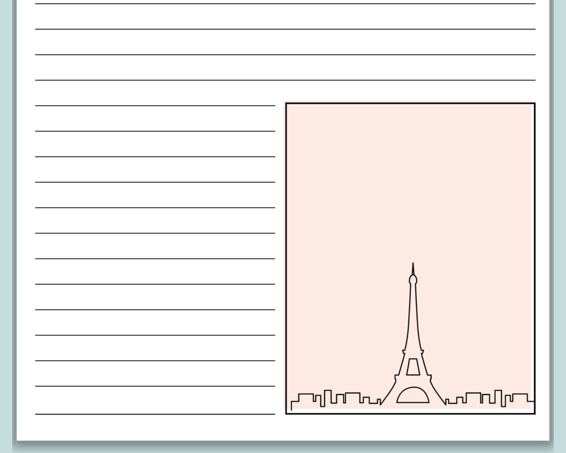 Printable Paris Notepaper Feminine Planner Sheets Eiffel Tower Instant ...