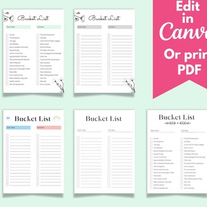 Bucket List Template *editable* Printable | Canva | Blank and Filled ...