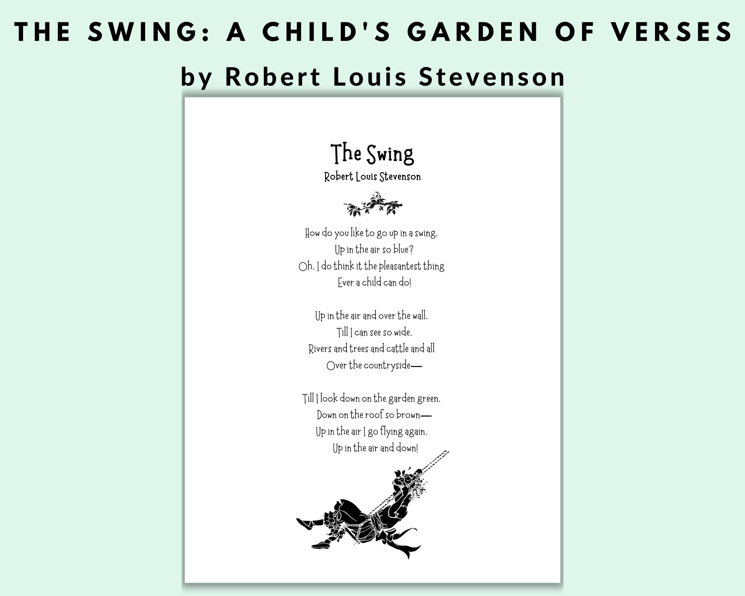 The Swing Poem Print by Robert Louis Stevenson | Digital Download ...