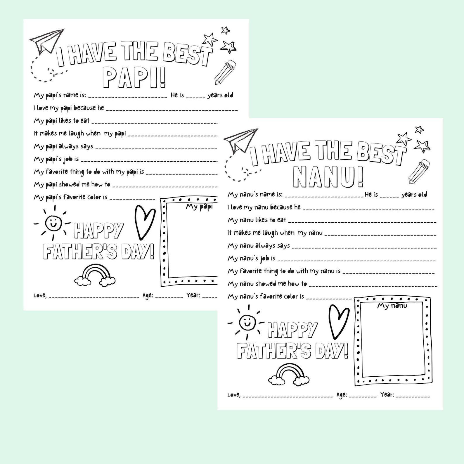 Father's Day Gift Coloring Printable Keepsake All About Dad Interview ...