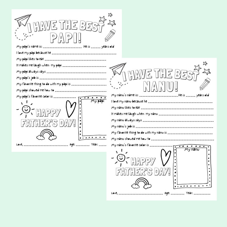 Father's Day Gift Coloring Printable Keepsake All About Dad Interview ...