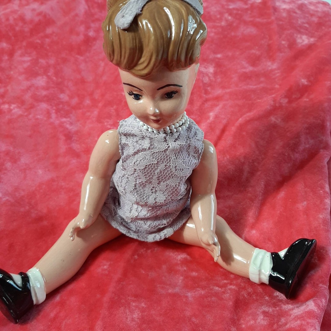 Ceramic Posable Jointed Doll With Purple Dress and Pearls Made by ...